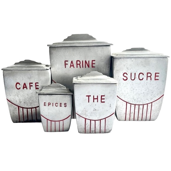Vintage | Kitchen | Art Deco Kitchen Canisters Set Vintage French Metal ...
